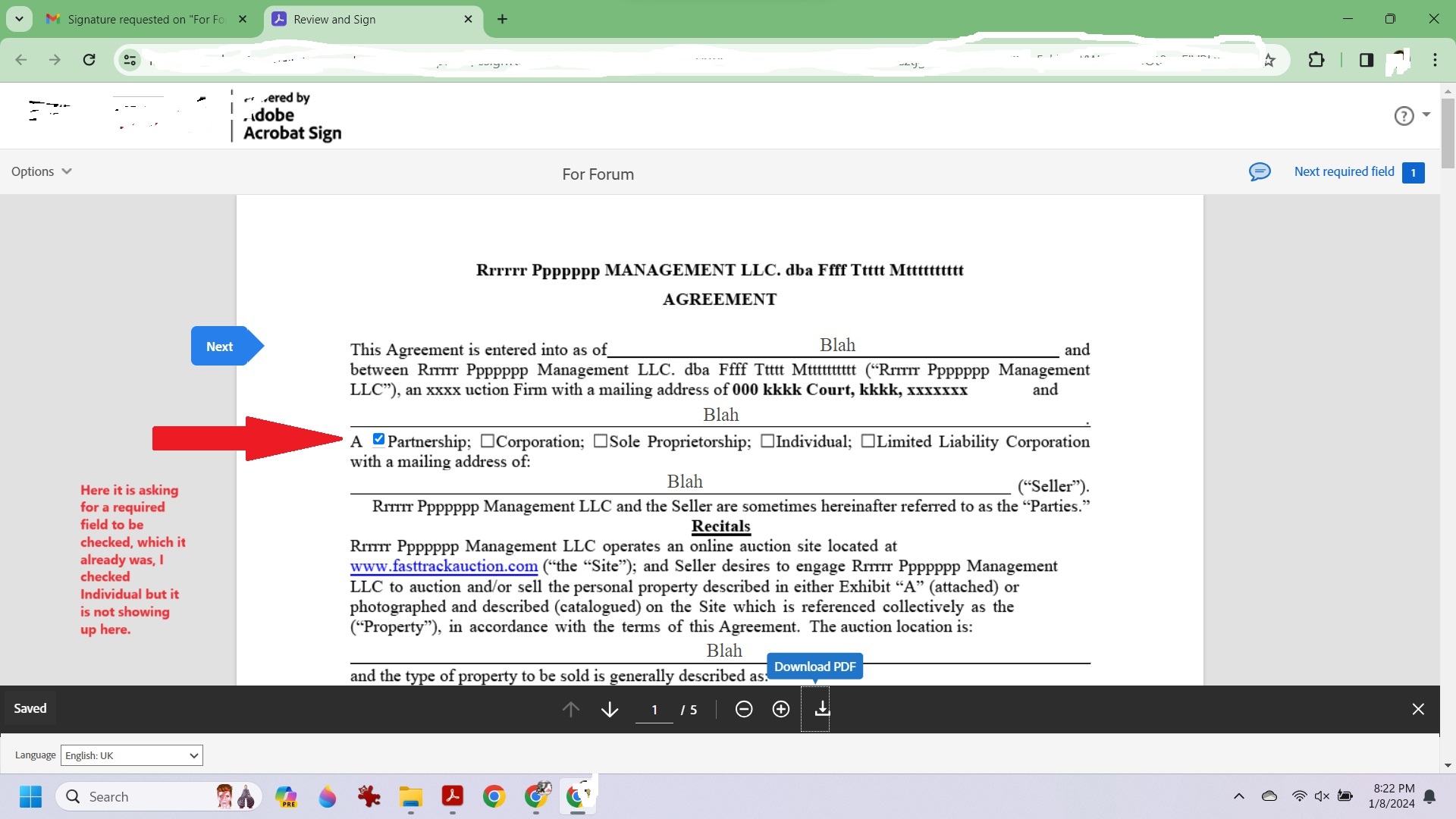 Solved Check Boxes Not Appearing As Checked When Sending Adobe